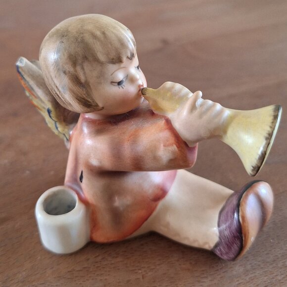 Hummel | Art | Hummel Figurine Angel Playing Trumpet Candle Holder ...